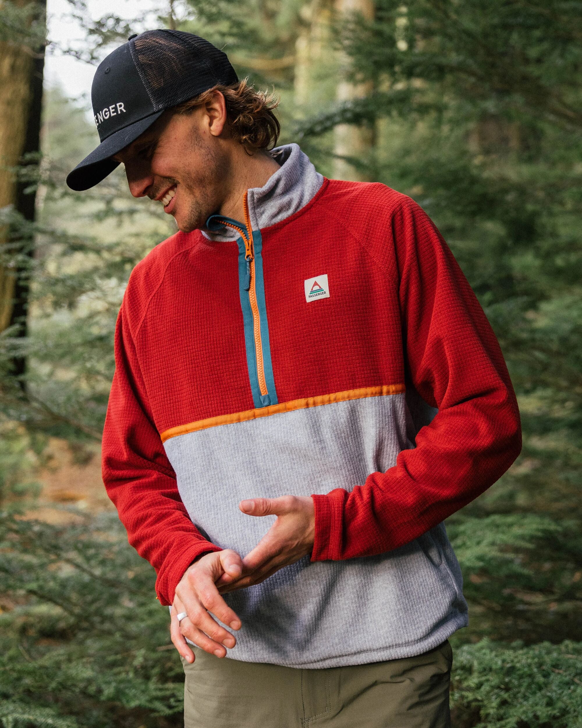 Overlook Grid Polar Fleece Red Ochre/Grey Marl – Passenger